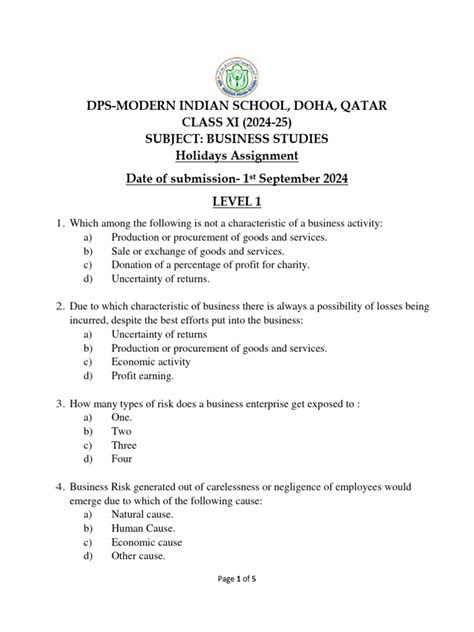 11 Bst Holiday Assignment 2024 25 Pdf Business Risk