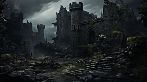 Premium Photo Dilapidated Castle With Crumbling Stone Walls