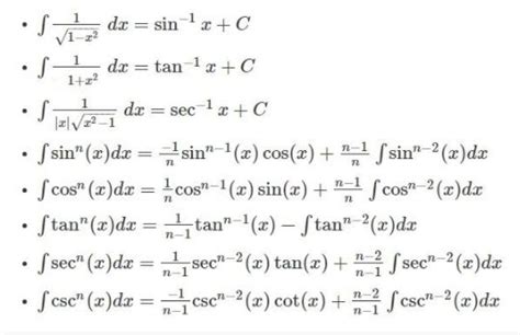 Integration Formula Calculus Formula Integrity