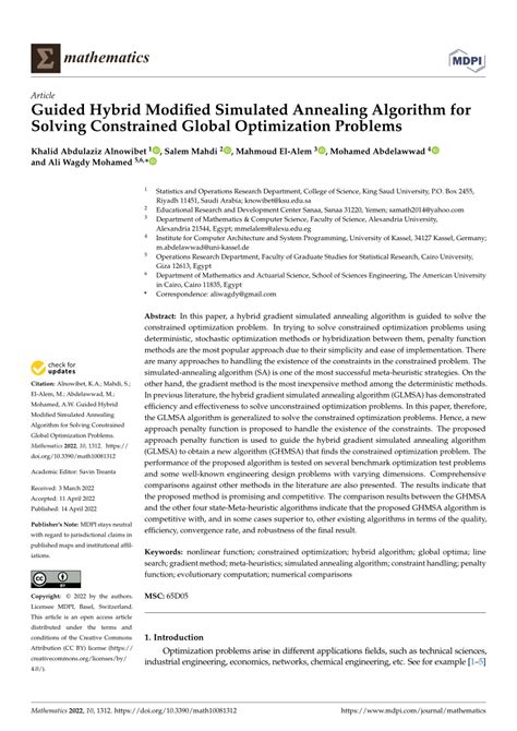Pdf Guided Hybrid Modified Simulated Annealing Algorithm For Solving
