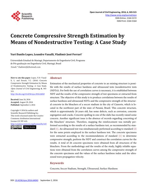 Pdf Concrete Compressive Strength Estimation By Means Of