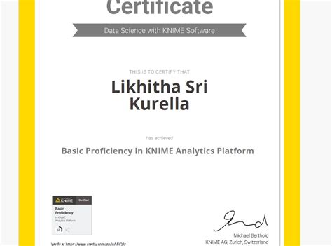 Likhitha Sri Kurella On Linkedin Knime Dataanalytics Certification