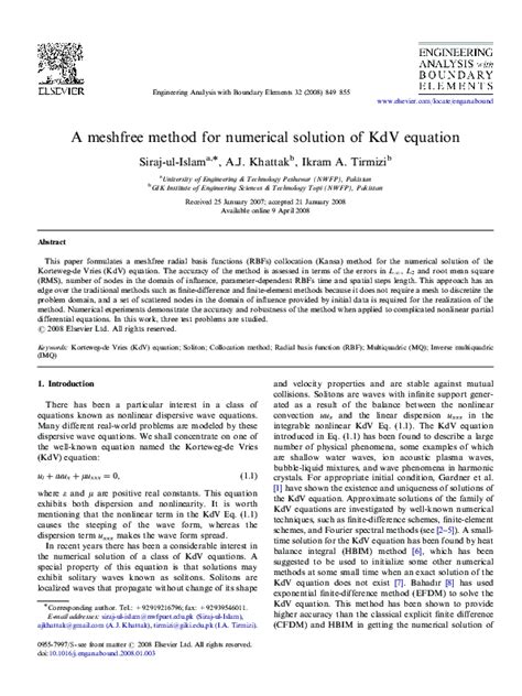pdf a meshfree method for numerical solution of kdv equation