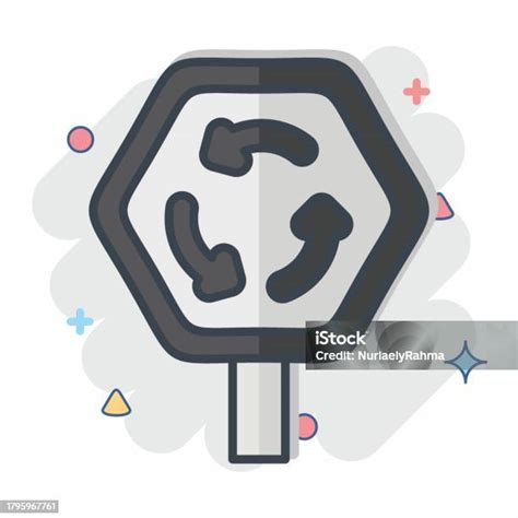 아이콘 원형교차로 도로 표지판 기호와 관련이 있습니다 만화 스타일 심플한 디자인 편집 가능 간단한 일러스트레이션 개체 그룹에 대한 스톡 벡터 아트 및 기타 이미지 Istock