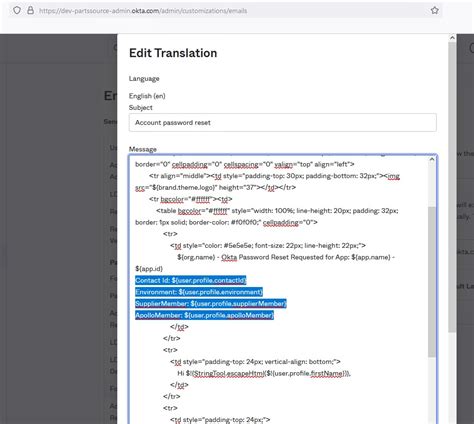 App Variables Do Not Populate In Emails When Forgot Password Is Initiated From An Oie And Self
