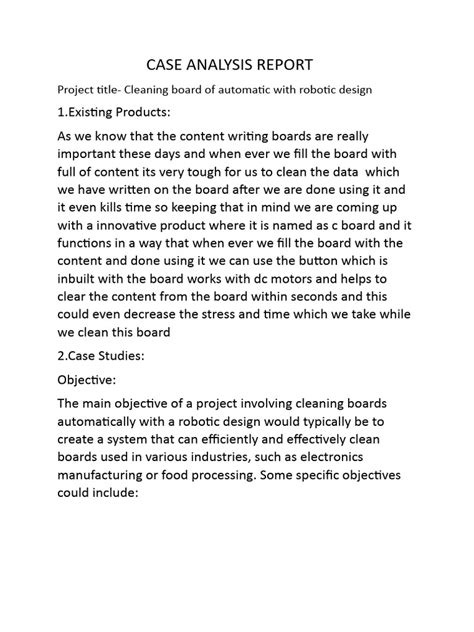 Case Analysis Report Pdf Robotics Automation