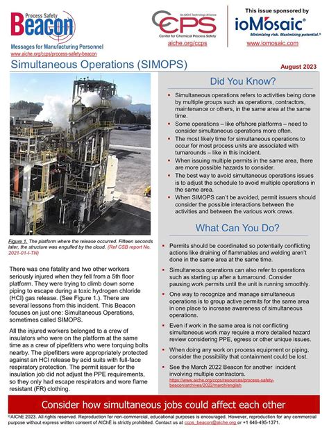 Augusts Ccps Process Safety Beacon Simultaneous Operations Simops