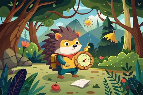 Premium Vector A Hedgehog With A Map And Compass Exploring A