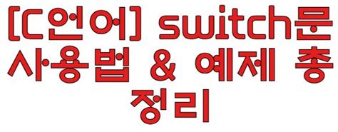C언어 Switch문 사용법 And 예제 총정리