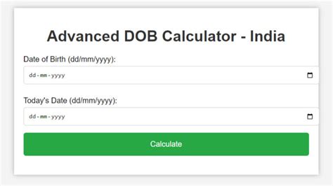 advanced dob calculator calculatorkart