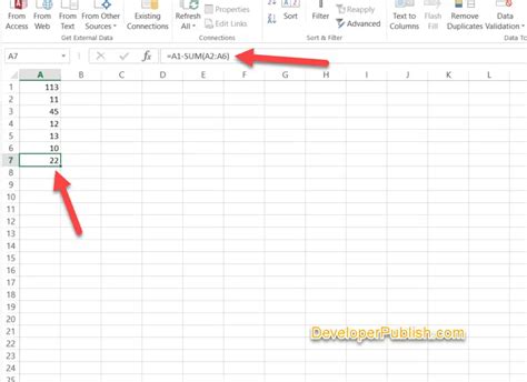how to subtract in microsoft excel developer publish
