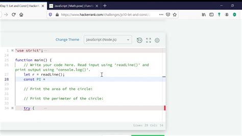 Day 1 Let And Const Hackerrank Javascript Youtube