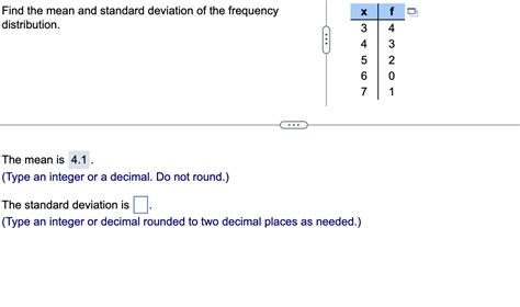 Solved Find The Mean And Standard Deviation Of The Frequency Chegg