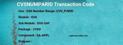 CVSNUMPARID SAP Tcode For Edit Number Range CVD PARID