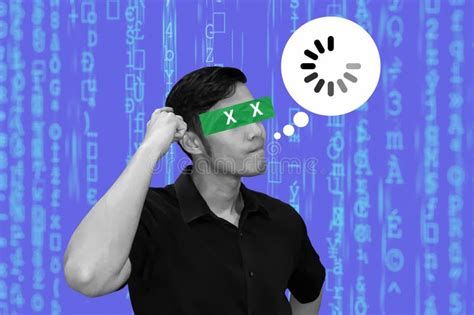Man Scratching His Head With Loading Icon On Thought Bubble Symbol Of Confusion Stock