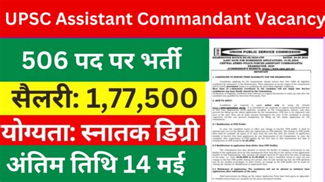 Upsc Assistant Commandant Vacancy 2024 यूपीएससी असिस्टेंट कमांडेंट का आवेदन शुरू हो चूका है