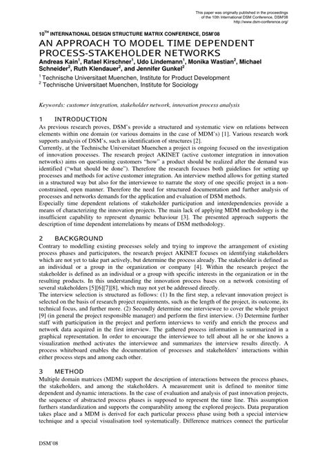 Pdf An Approach To Model Time Dependent Process Stakeholder Networks
