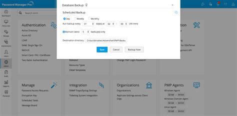 Password Management Pro Database Backup PostgreSQL