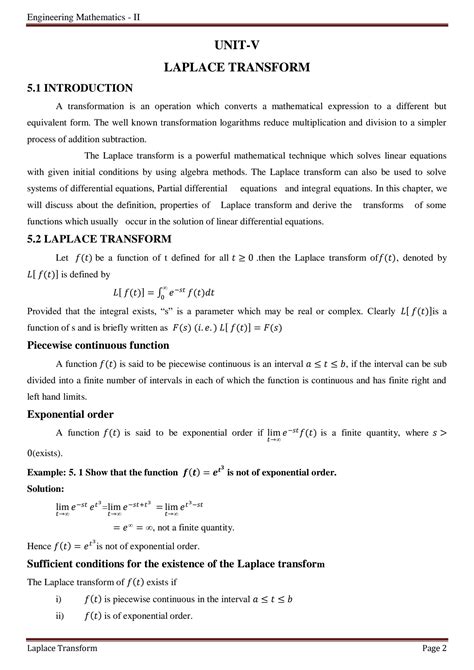 SOLUTION Unit Laplace Transform Studypool