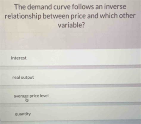 Solved The Demand Curve Follows An Inverse Relationship Between Price