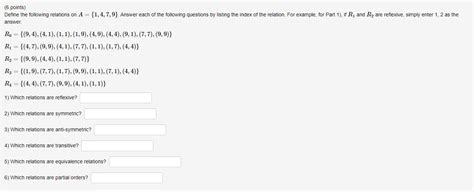 Solved 6 Points Define The Following Relations On A