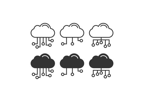Cloud Computing Icons Set Database Connecting Illustration Symbol Sign Cloud Data Vector
