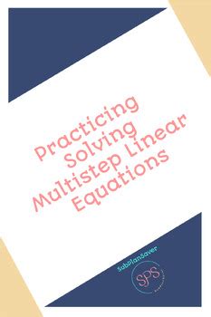 Practice Solving Multistep Linear Equations By SubPlanSaver TPT
