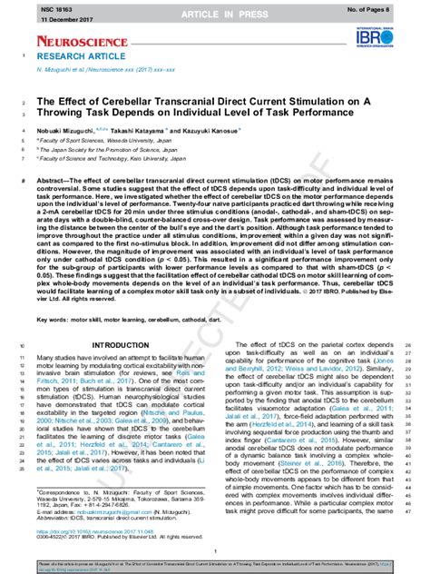 Pdf The Effect Of Cerebellar Transcranial Direct Current Stimulation