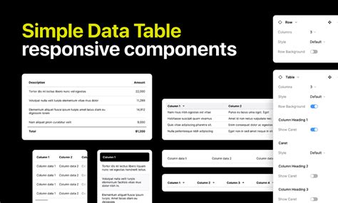 simple data table components figma