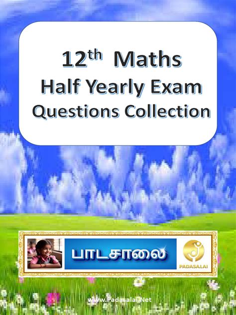 12th Maths Em Half Yearly Exam Question Papers Collections Pdf Ellipse Equations