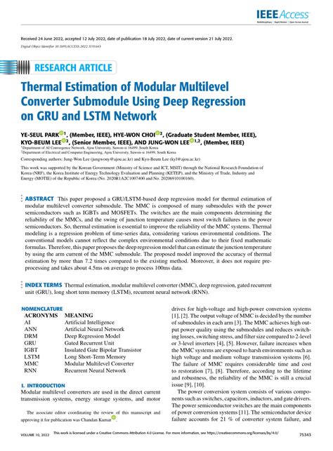 Pdf Thermal Estimation Of Modular Multilevel Converter Submodule