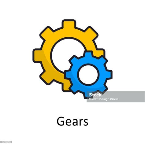 기어스 벡터가 윤곽선 아이콘 디자인 일러스트레이션으로 채워졌습니다 흰색 배경 Eps 10 파일에 기타 기호 공장 산업 건물에 대한 스톡 벡터 아트 및 기타 이미지 Istock