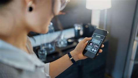 Premium Photo Smart Home Technology App And Woman With Phone Dashboard For Air Conditioning
