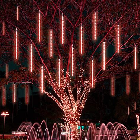 Eonqy Meteor Shower Lights 30cm 8 Tube Solar Raindrop Lights