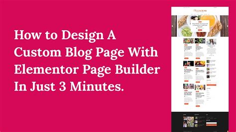 How To Create Blog Page With Elementor Page Builder Free Version In 3 Minutes Youtube