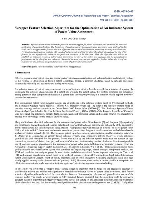 Pdf Wrapper Feature Selection Algorithm For The Optimization Of An