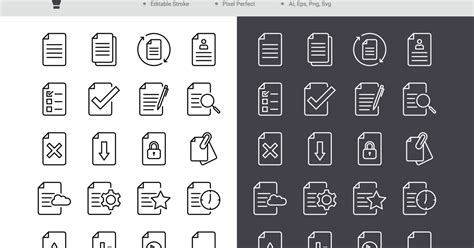 Document Editable Stroke Icon Set Icons Ft Icon And Editable Envato