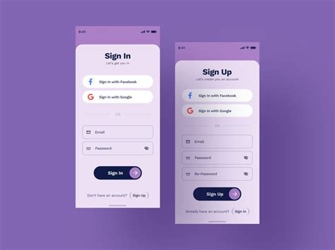 Sign Upsign In Mobile App Ui Ux Design Howtodress Mobile App Ui