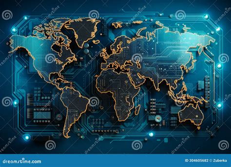 World Map Technology Concept Stock Illustration Illustration Of Cyberspace Technology 304605682