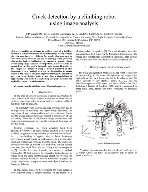 Pdf Crack Detection By A Climbing Robot Using Image Analysis