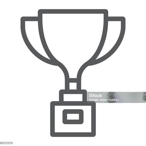 수상 컵 라인 아이콘 승리와 상금 트로피 컵 서명 벡터 그래픽 흰색 배경 Eps 10에 선형 패턴 1위에 대한 스톡 벡터 아트 및 기타 이미지 Istock