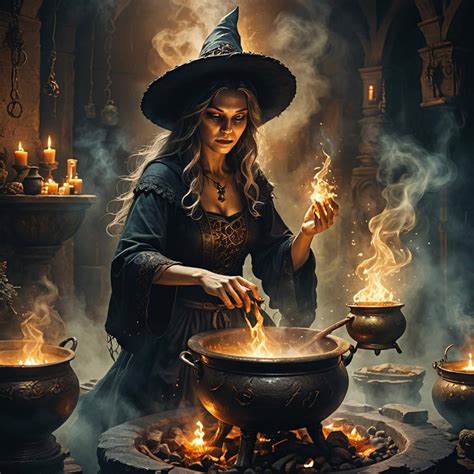 Witch Casting Spell With Cauldron By Fdameronut On Deviantart