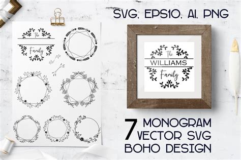 Circle Monogram Bundle Svg Clipart Cutting Files
