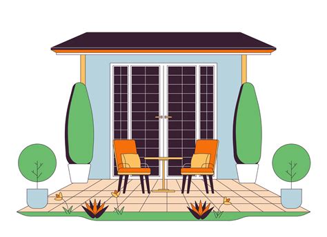 House Terrace Furniture 2d Linear Cartoon Object Suburbs Peaceful
