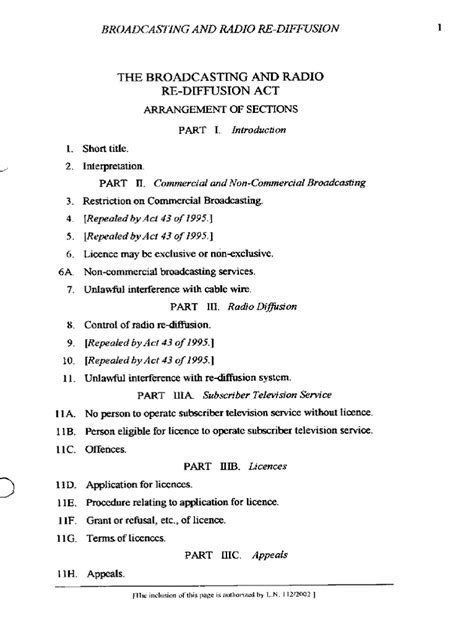Broadcasting And Radio Re Diffusion Act Pdf License Broadcasting