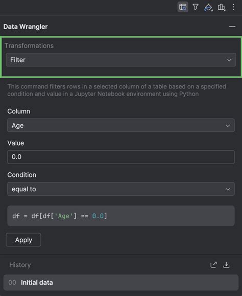 Work With Data Wrangler Dataspell Documentation