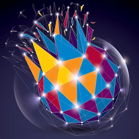 Premium Vector Abstract Vector Low Poly Wrecked Object With Lines And