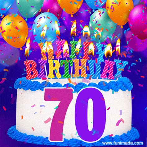Colorful Candles And Confetti 70th Birthday Cake  Download On