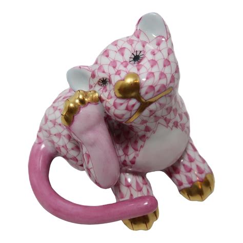 Herend Lion Cub Raspberry Chairish
