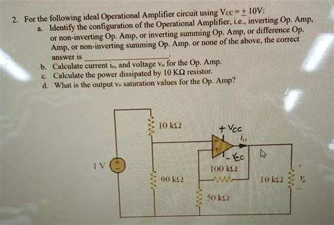 Solved Amplifier Circuit Using Vcc 10v 2 For The Following Ideal Operational Of The